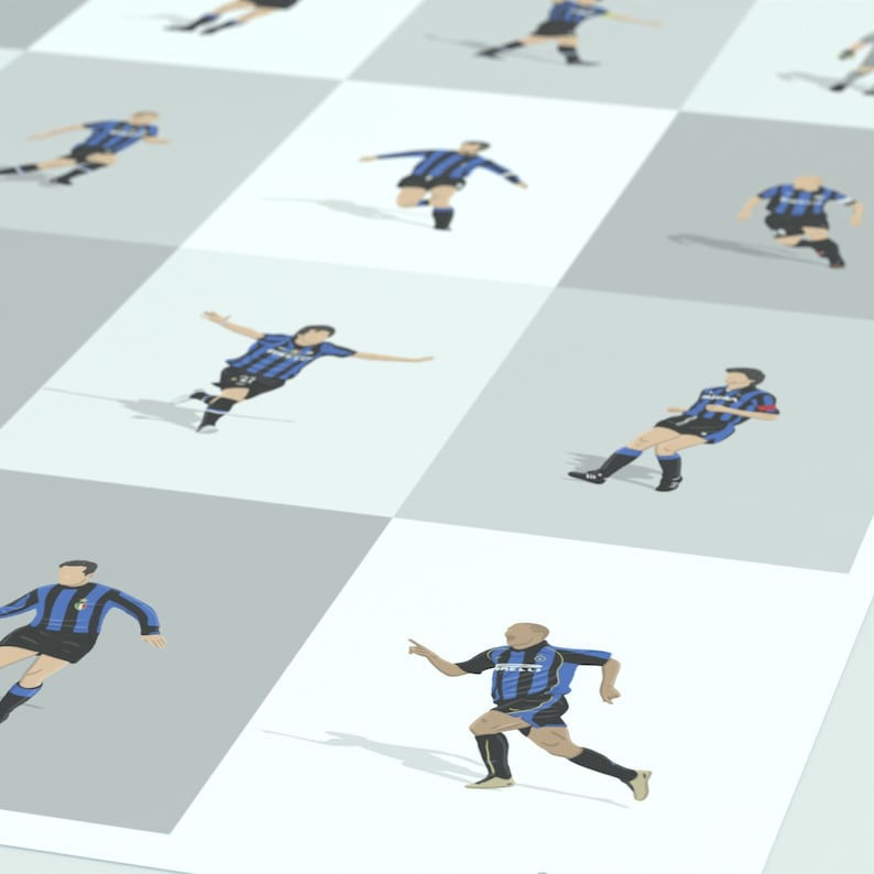 Inter Milan Legends Illustrated Print | San Siro Icons Poster ...