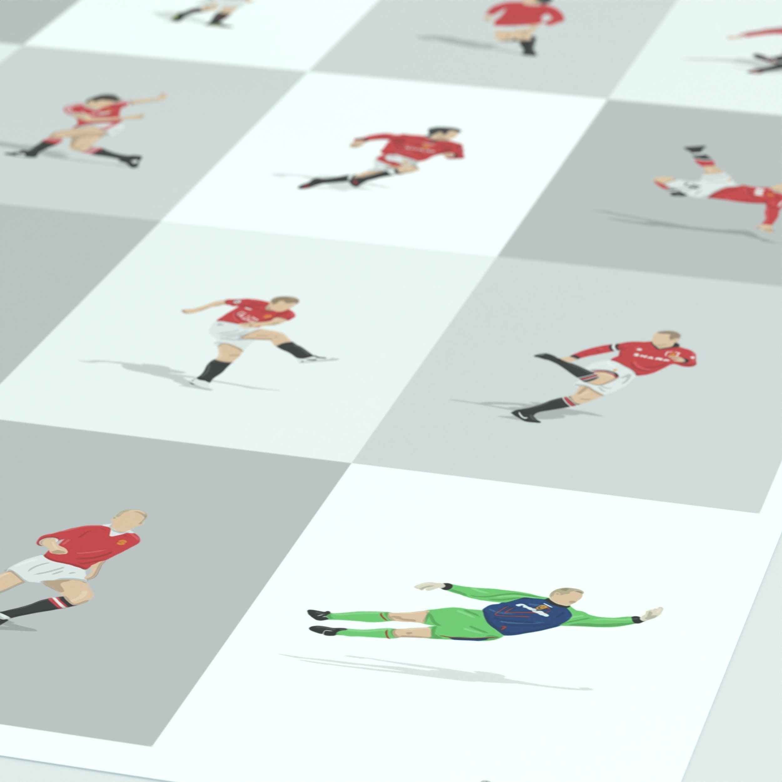 Manchester United Legends Illustrated Print | Old Trafford Icons Poster ...