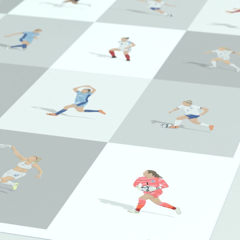 England Women's National Team Football Legends Illustrated Art Print ...