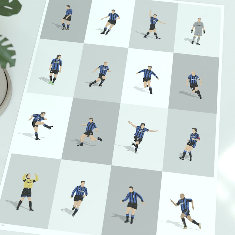 Inter Milan Legends Illustrated Print | San Siro Icons Poster ...