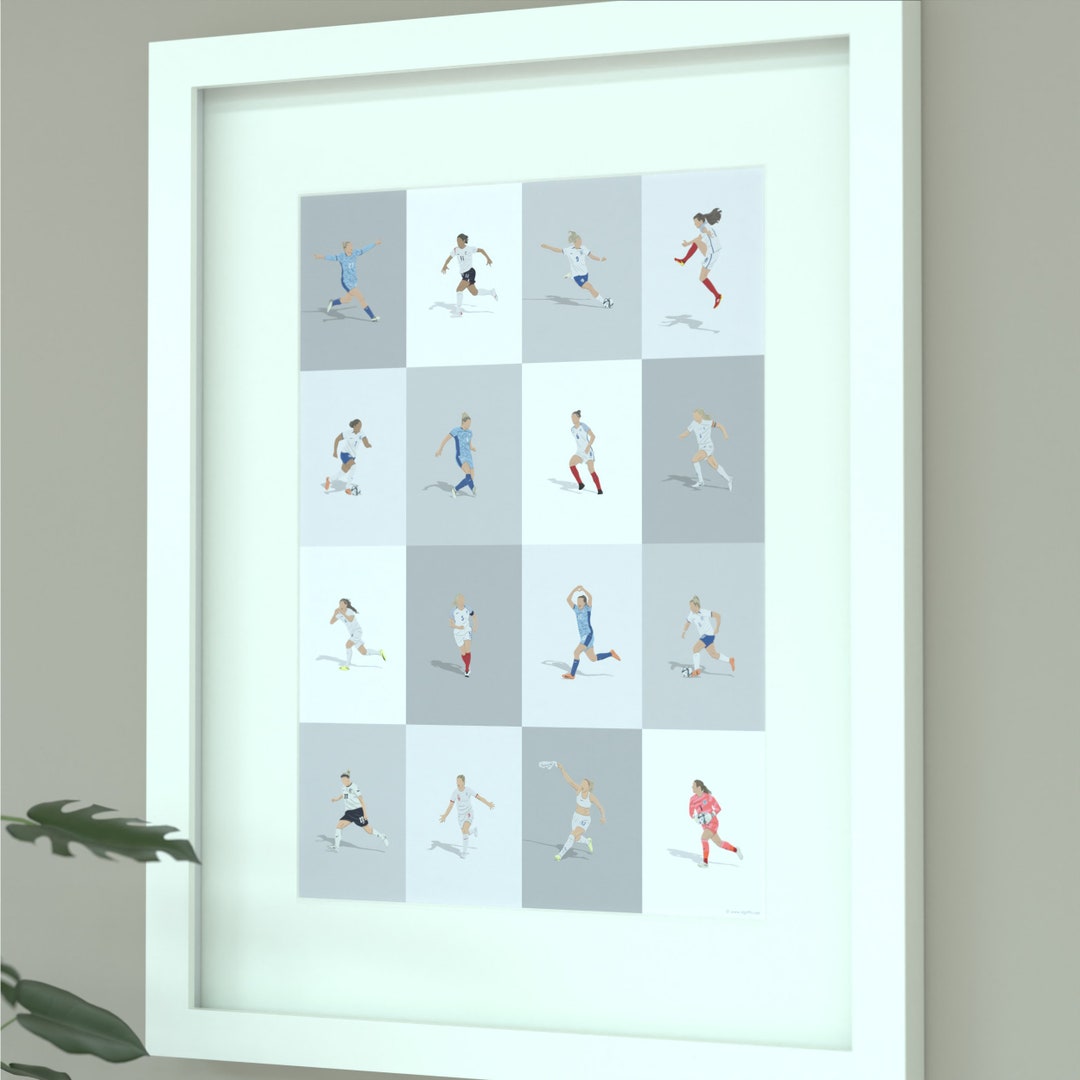England Women's National Team Football Legends Illustrated Art Print ...