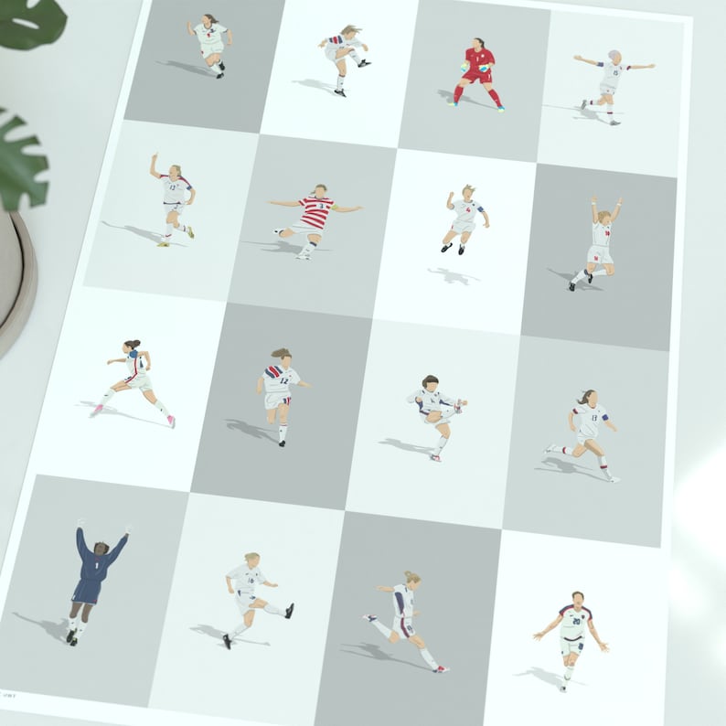 USA Women’s National Team Football Soccer Legends Illustrated Art Print ...