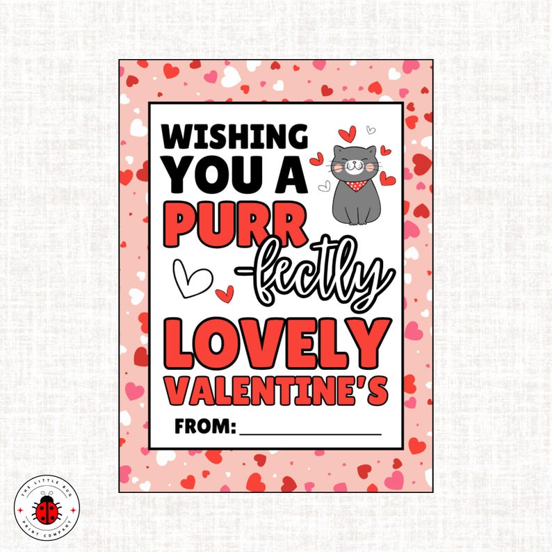 Cat Valentine's Day Gift Tags - Printable Purr-fect Design (digital ...