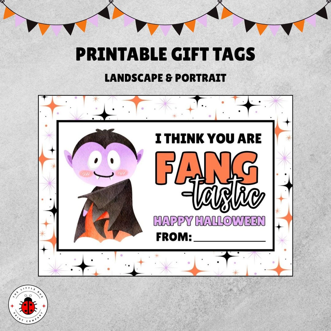 Fang-tastic Halloween Gift Tag – Printable Vampire Tag (digital ...