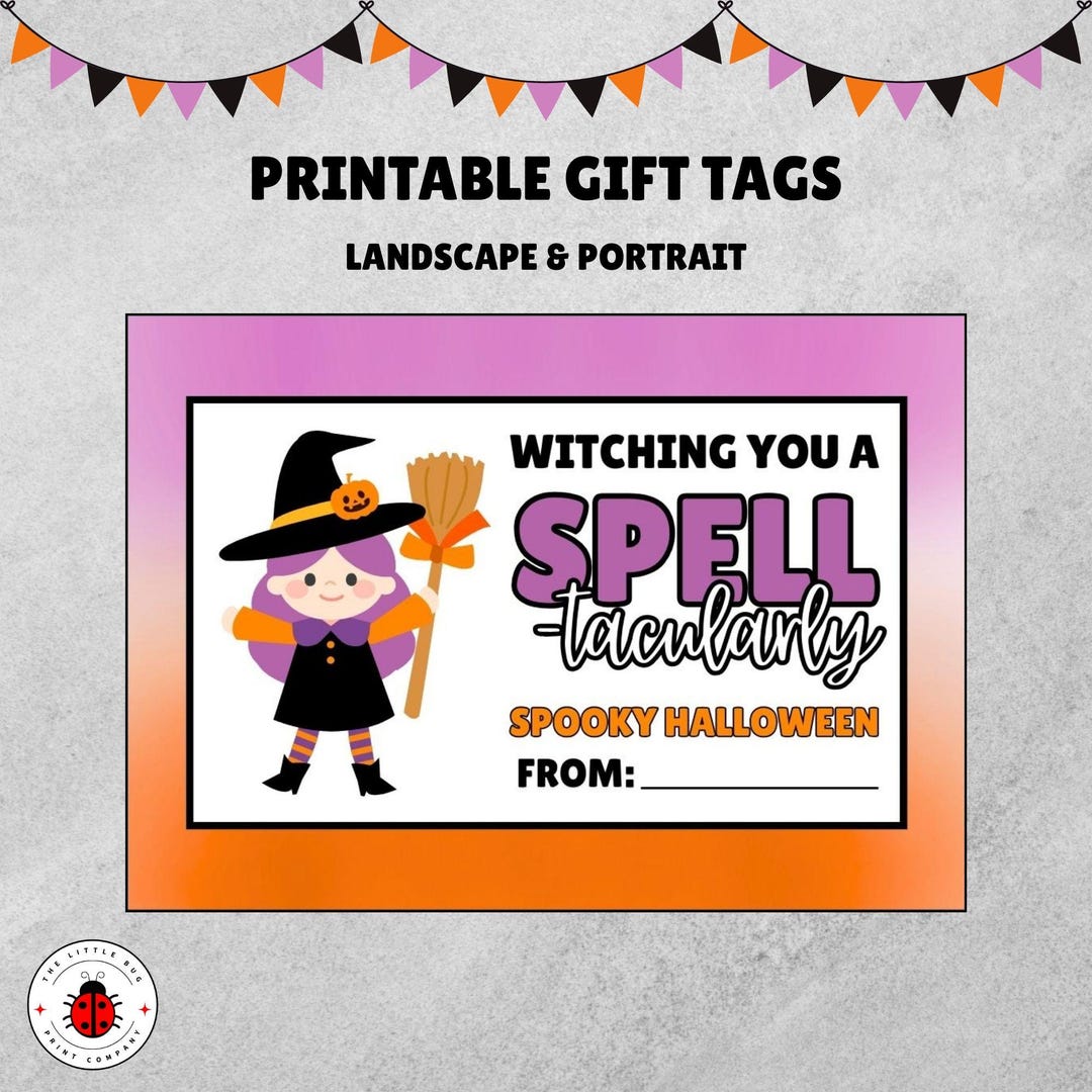 Halloween Gift Tag – Spooky Witch Design (digital Download) - Etsy