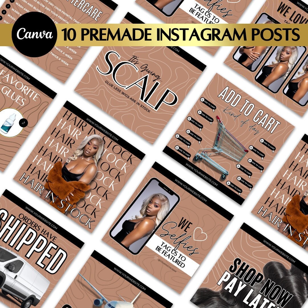 10 Premade Instagram Posts | Social Media Templates | Hair Sellers ...