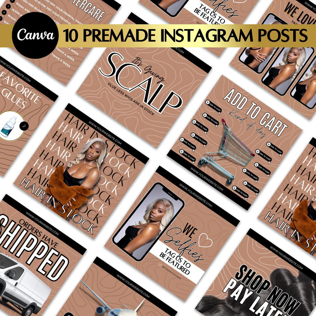 10 Premade Instagram Posts | Social Media Templates | Hair Sellers ...