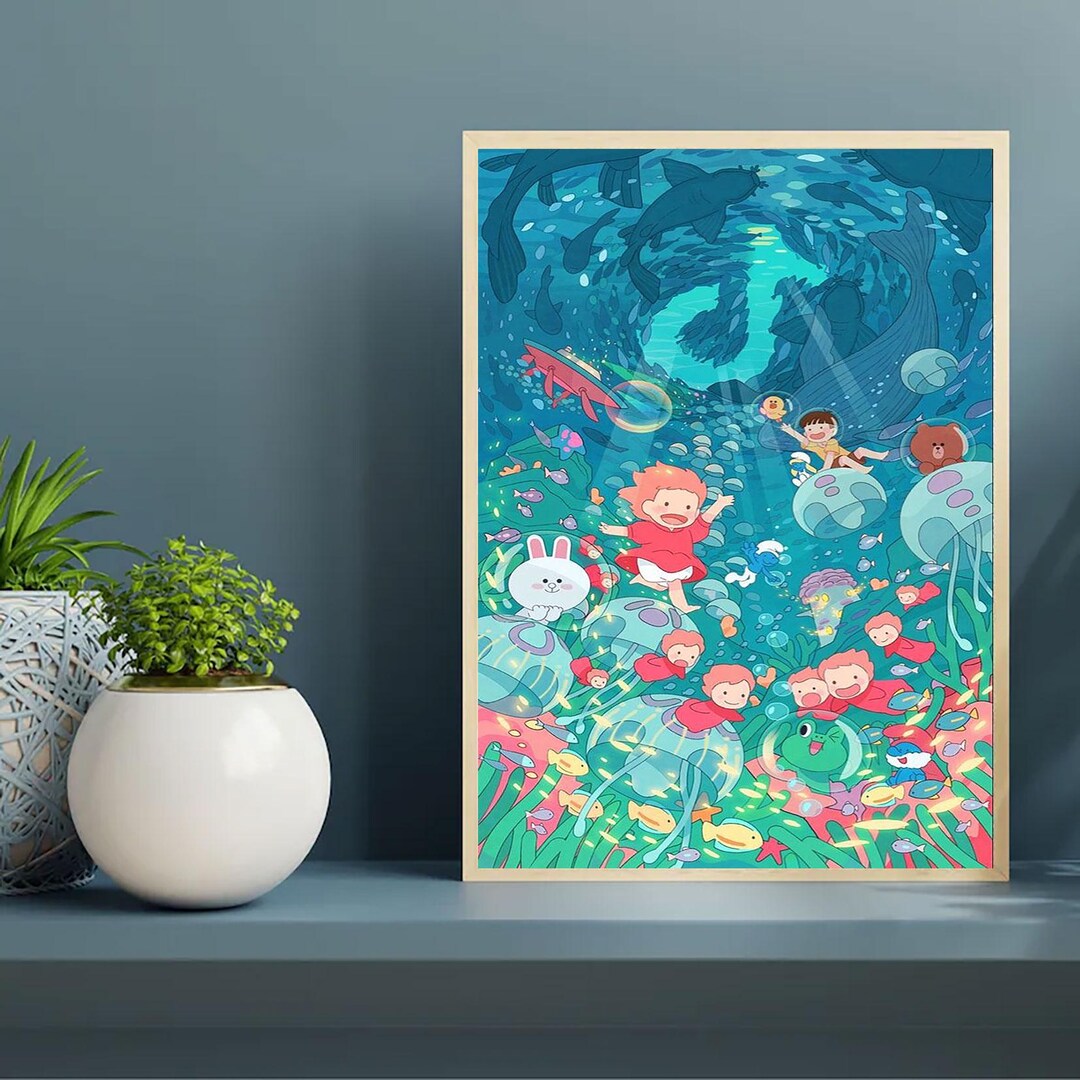 Ponyo Poster Studio Ghibli Poster, Anime Poster, Ponyo Wall Art, Wall ...