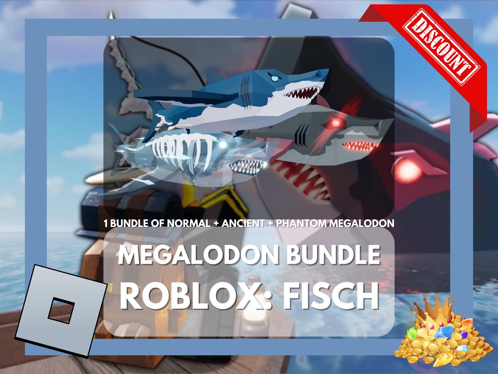 Roblox Fisch - Megalodon Bundle (1 BUNDLE of Normal Ancient Phantom ...