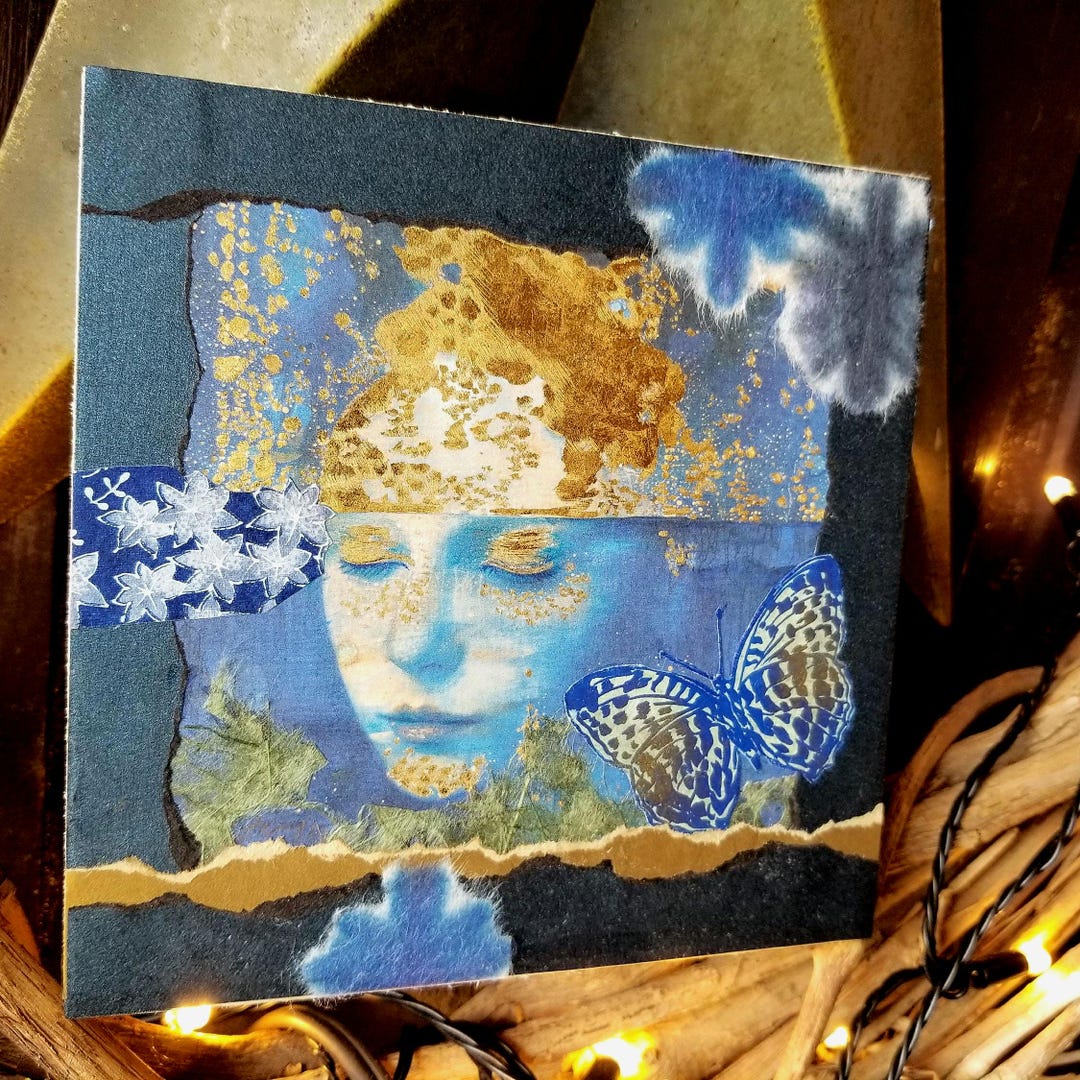 Cottagecore Wall Hanging Mermaid Goth Fairycore Mixed Media Painting ...