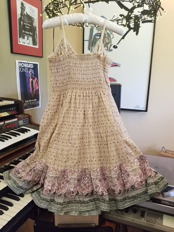 Nineties y2k Gypsy Calico Layered Smocked Sundress. B… - Gem