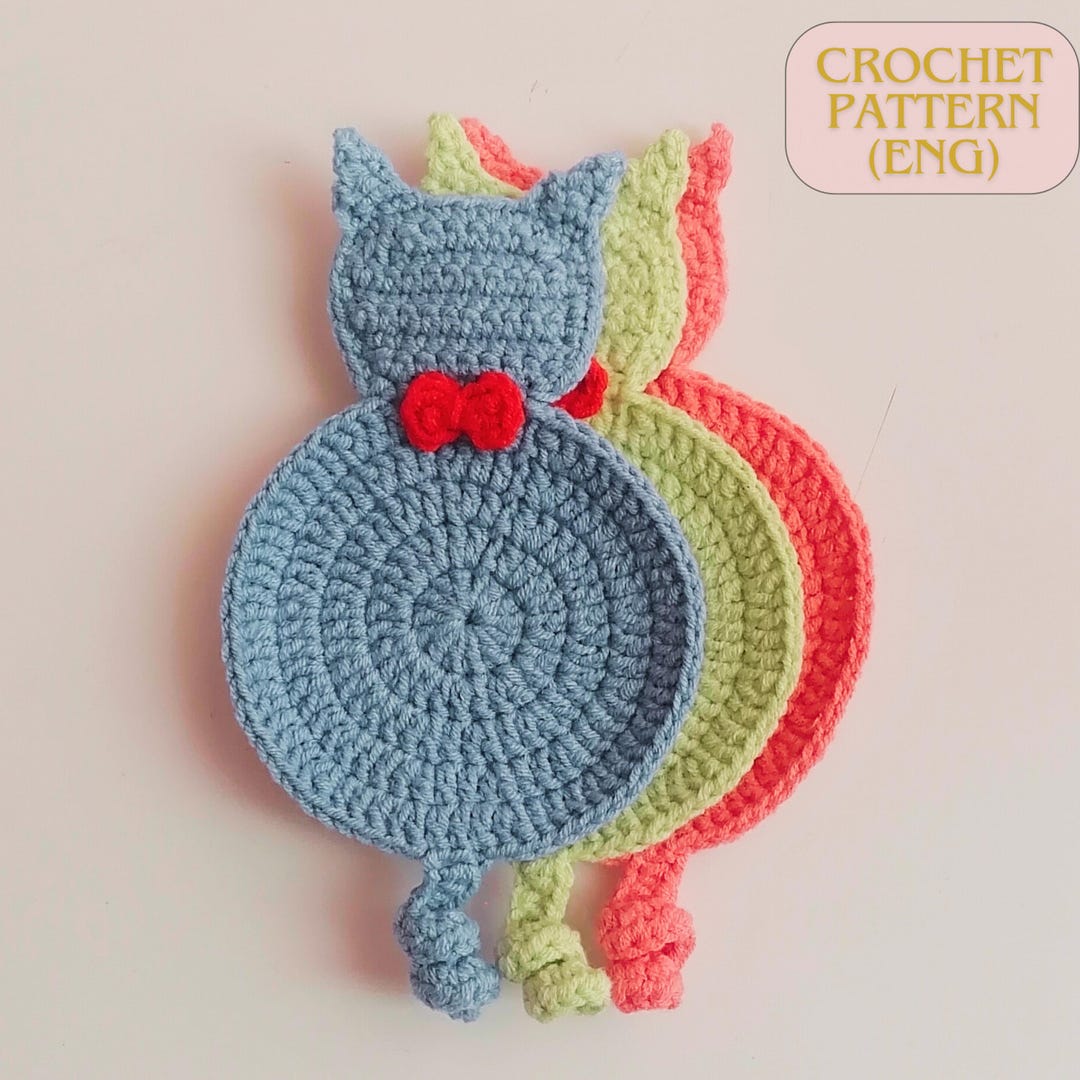 Crochet Cat Coaster Pattern: Easy DIY Decor (PDF Pattern) - Etsy