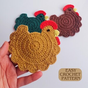 Crochet Chicken Coaster Pattern: Easy Farmhouse Decor (PDF Pattern) - Etsy