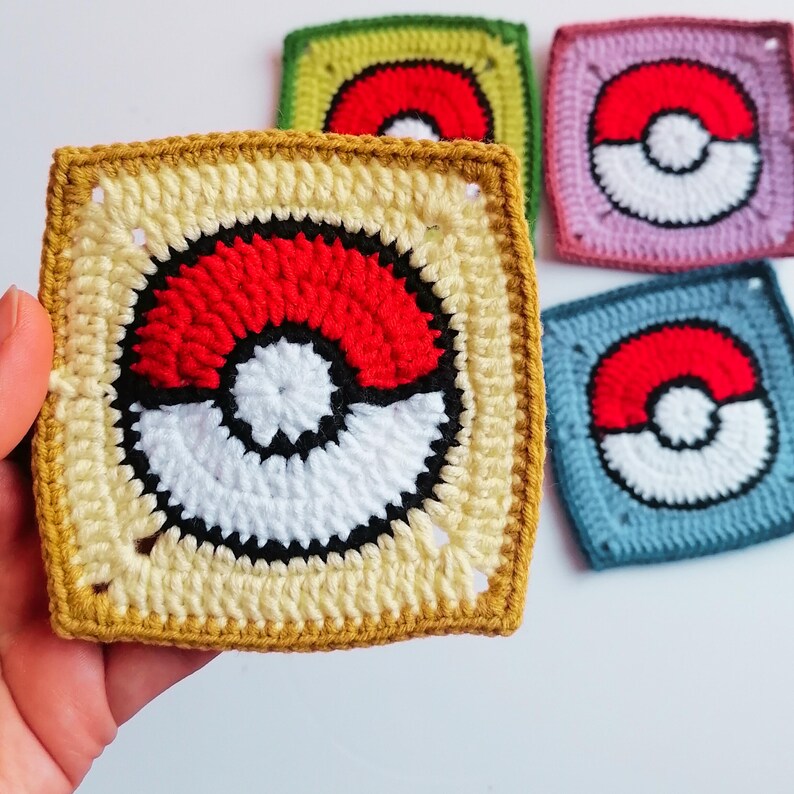 Crochet Pokeball Granny Square Pattern: Beginner Friendly (english PDF ...