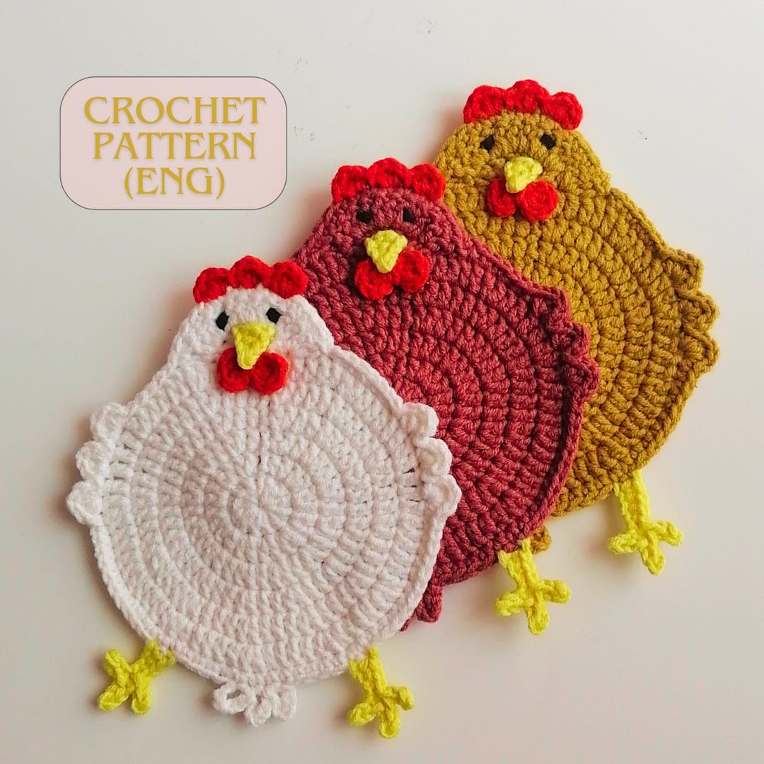 Crochet Chicken Coaster Pattern: Farmhouse Trivet (english PDF) - Etsy