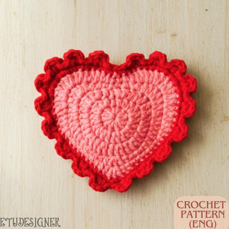 Crochet Heart Coaster Pattern: Valentine's Day Frilly Design (digital ...