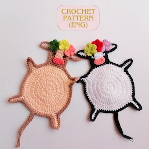 Crochet Cow Coaster Pattern: Farmhouse Decor PDF (english) - Etsy
