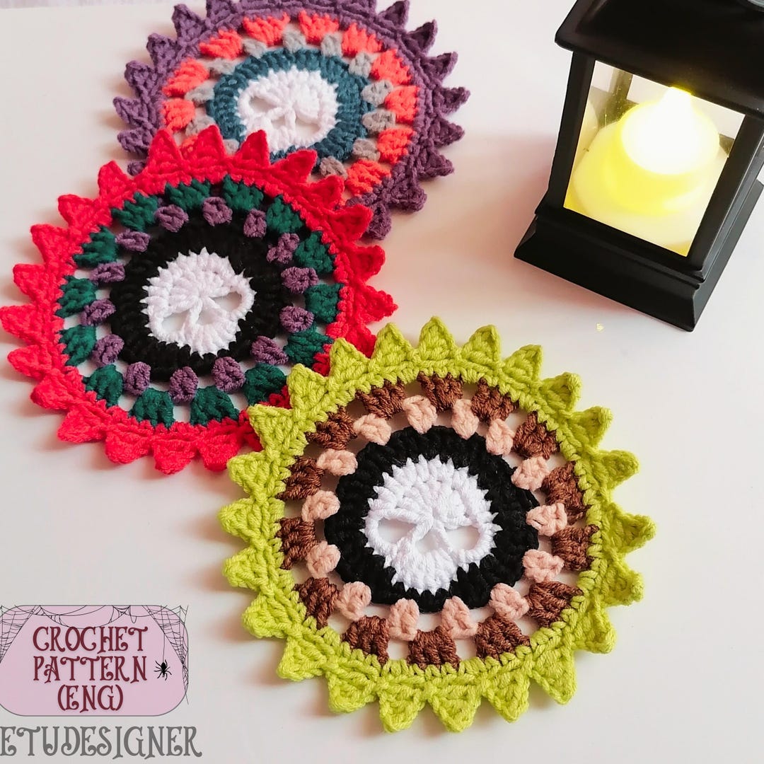 Crochet Skull Coaster Pattern: Gothic Halloween Decor (PDF Tutorial) - Etsy