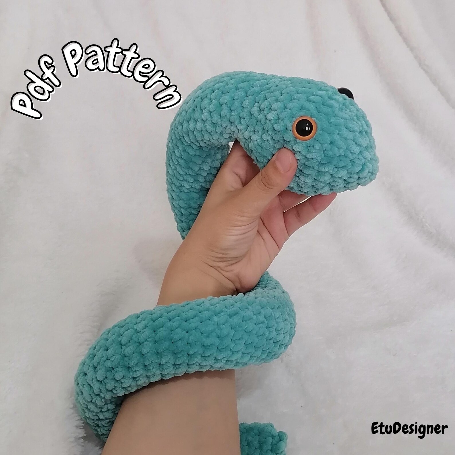 Snake Plush Crochet Pattern No Sew Do It Yourself Amigurumi Tutorial ...