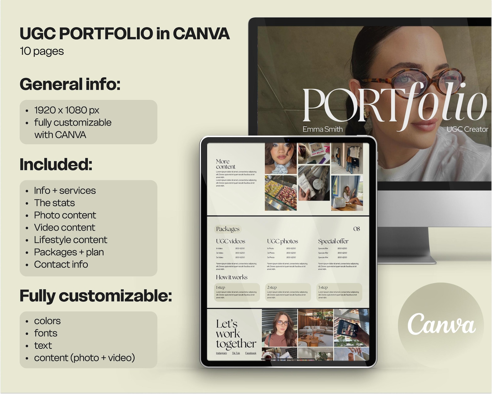 UGC Creator Portfolio Template Canva UGC Beauty Website Template UGC ...