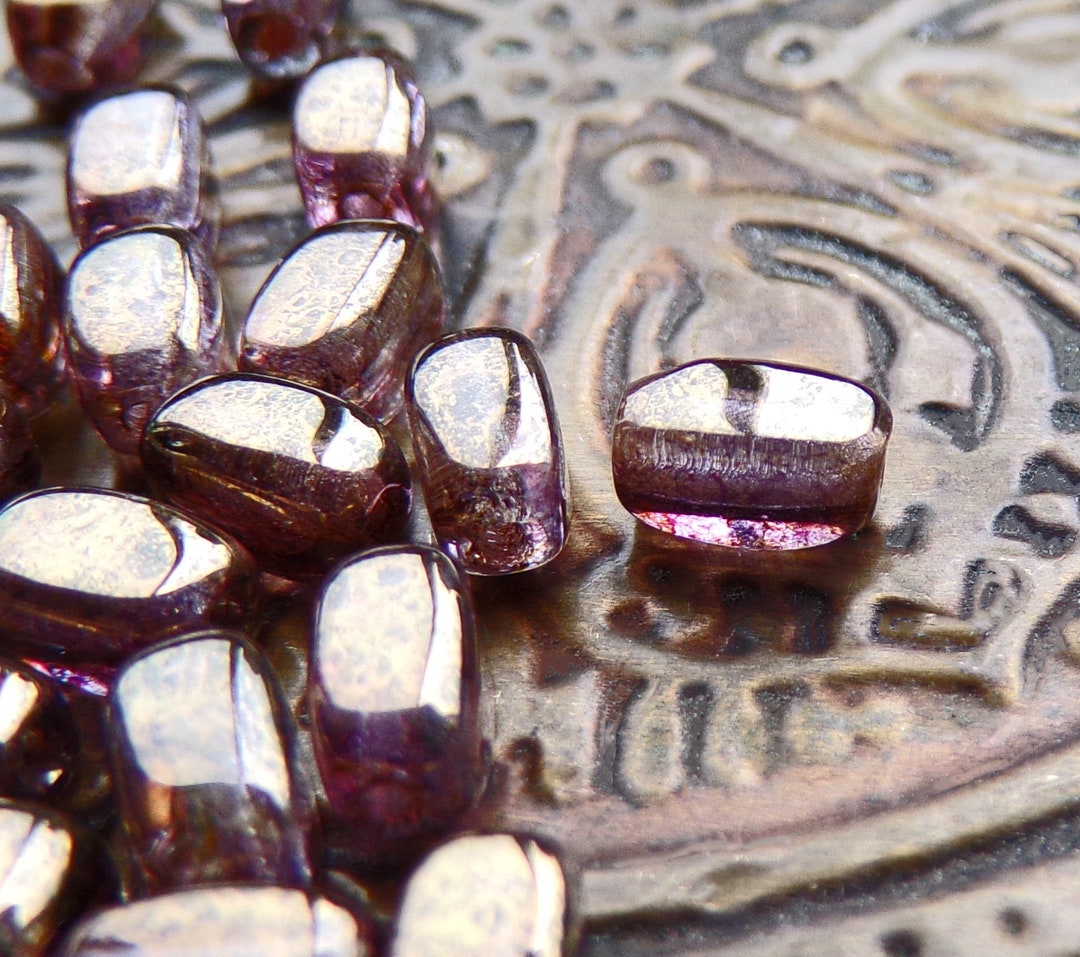 50 Tiny Lumi Amethyst Czech Glass Beads, 6 X 4, Accent Bead, Spacer ...