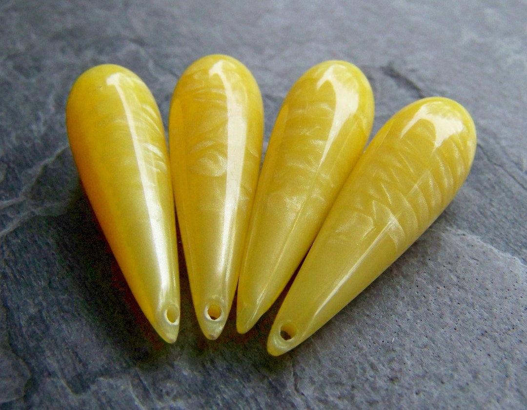 4 Vintage Italian Lucite Teardrop Beads, Vintage Beads, Italian Beads ...