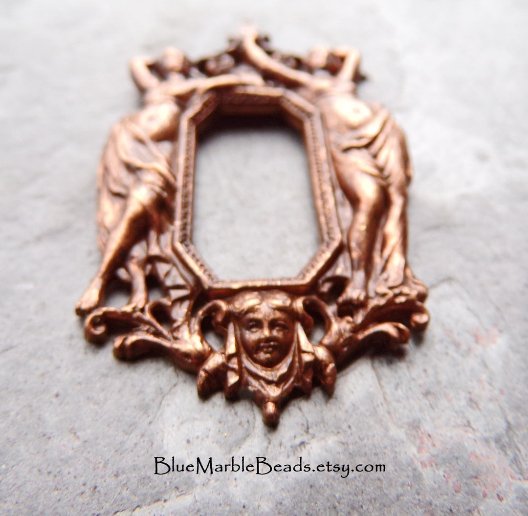 1 Vintage French Maidens Stamping, French Pendant, French Setting, Made ...