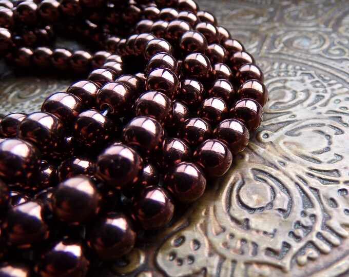 30 Dark Bronze Round Czech Glass Druk Beads, Bronze Beads, Glass Beads ...