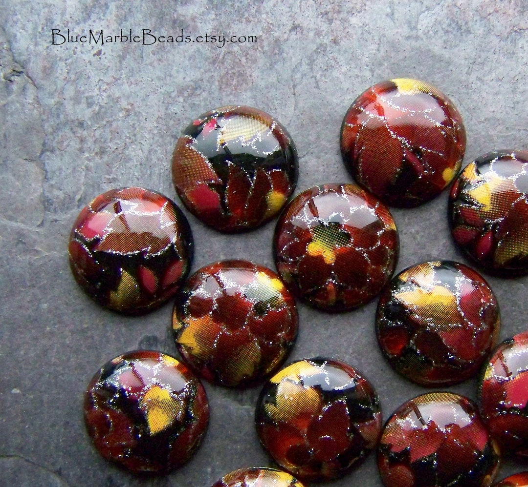 Round Cabochon, Lucite Cabochon, Vintage Cabochon, Unique Cabochon ...