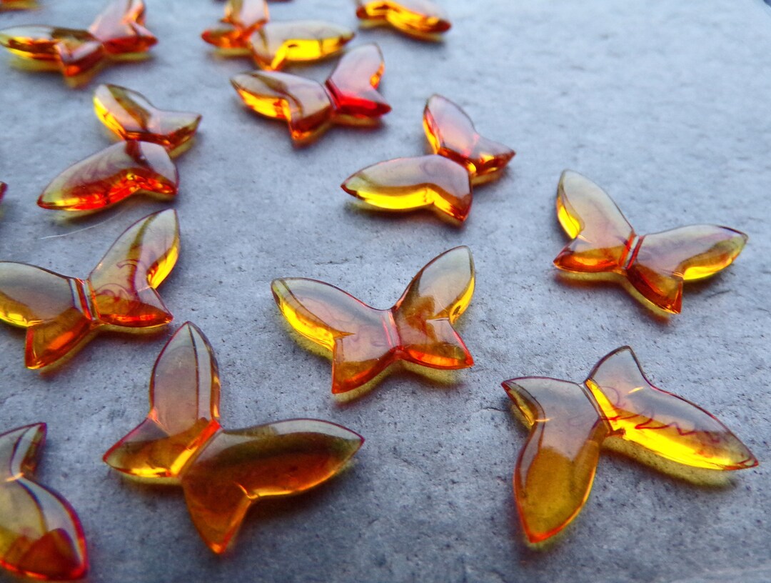 20 Tiny Tortoise Shell Lucite Butterfly Cabochons, Unique, 16mm ...