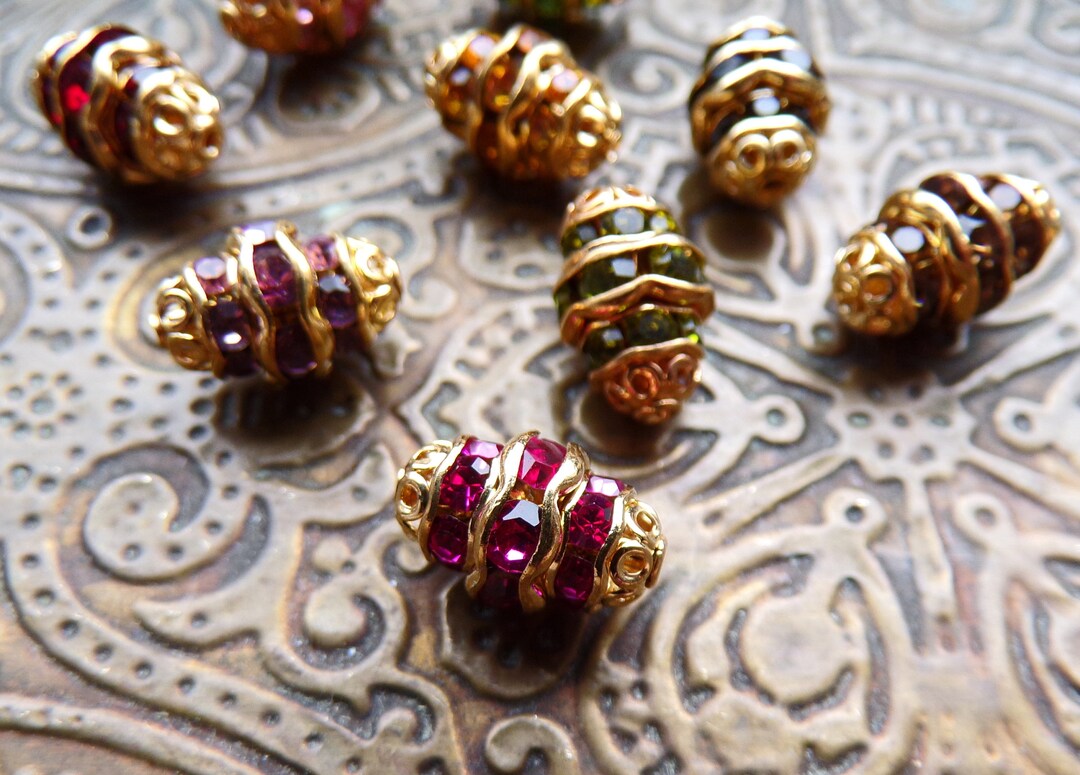 2 Vintage Preciosa Crystal Rhinestone Beehive Beads, 3-tiered ...