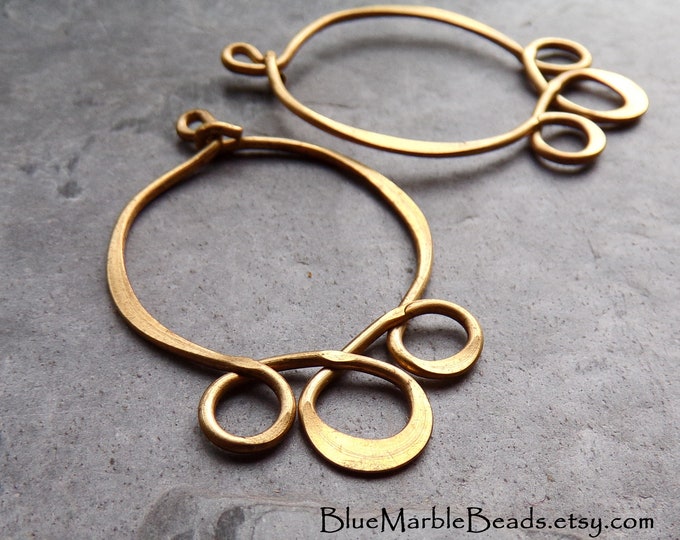 2 Handmade Brass Earring Chandelier Findings, Vintage Finding, Brass ...