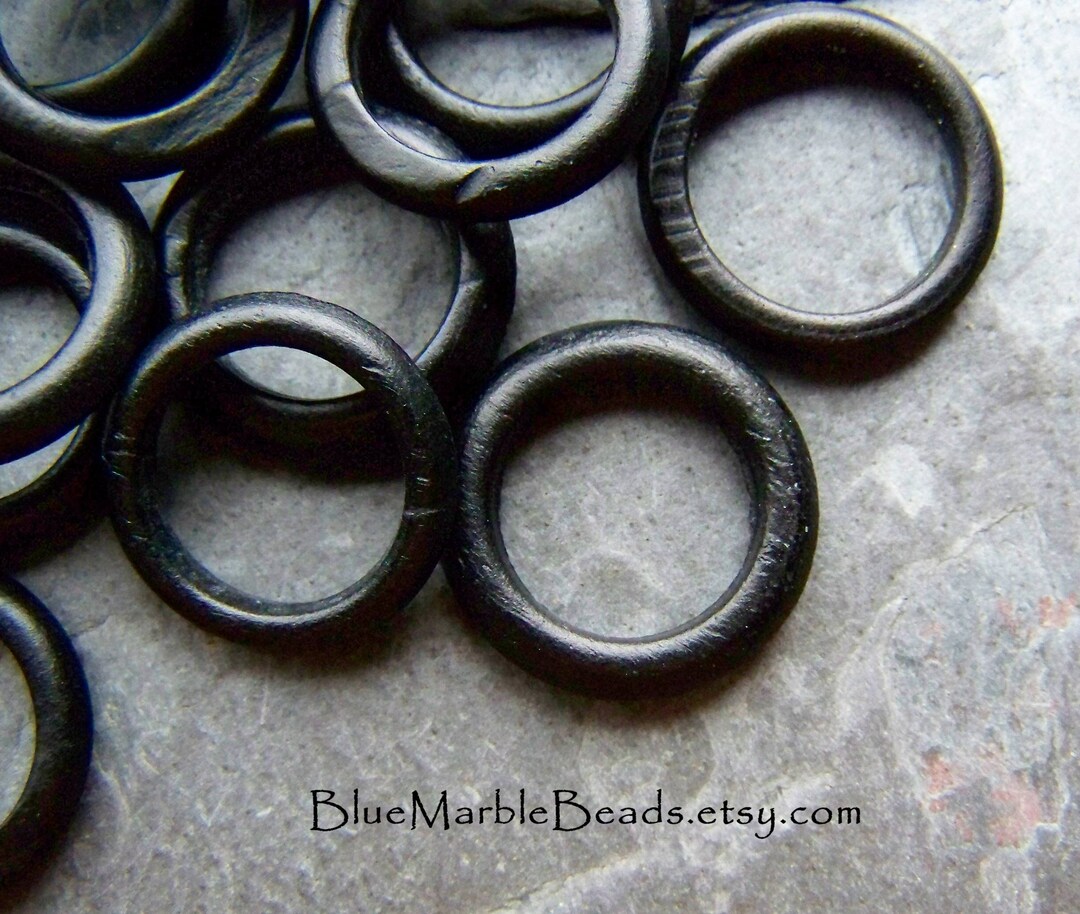 Bone Bead, India Bead, Black Bead, Hoop Bead, Link, Rustic Bead, Dyed ...