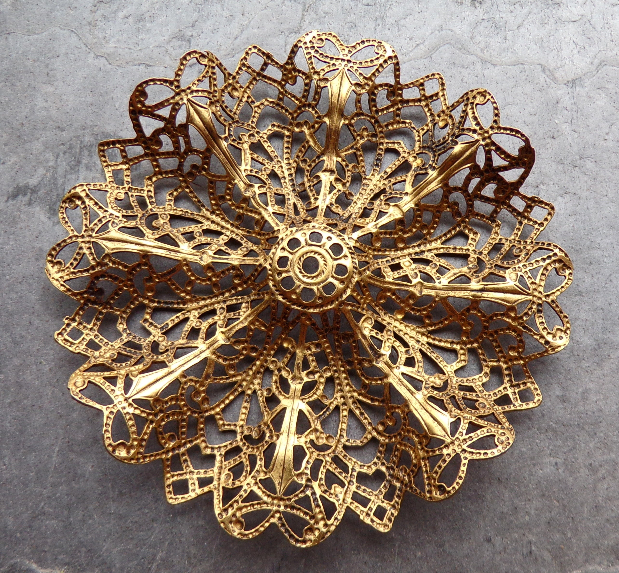 Vintage Brass Filigree Flower Stamping, Large Floral Finding (61mm) - Etsy