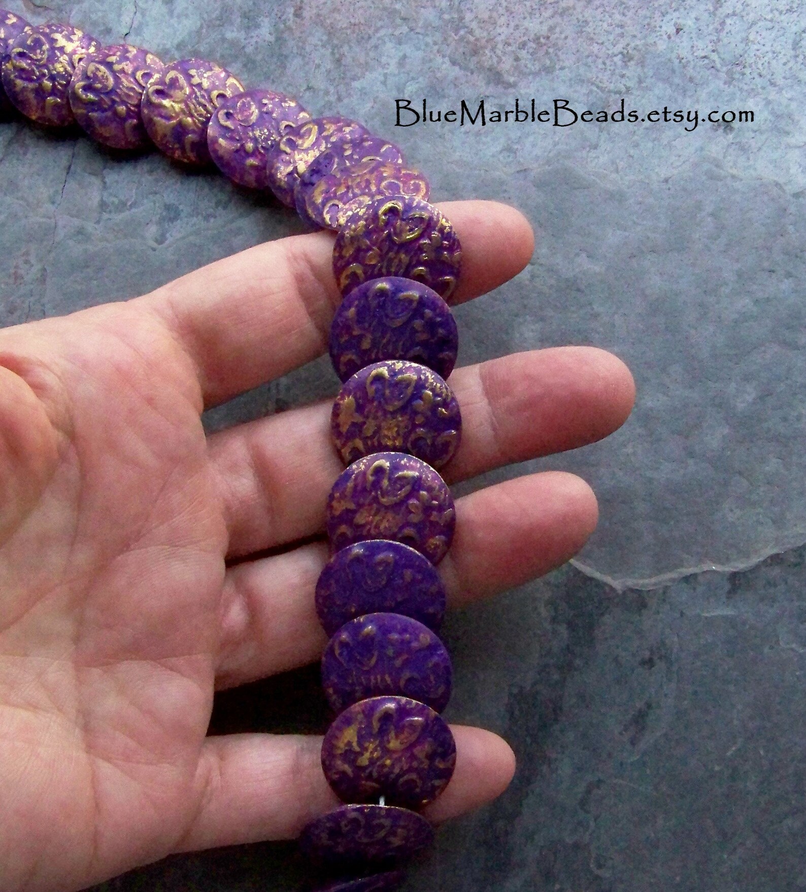 10 Vintage Etched Purple Patina Brass Overlay Beads India | Etsy