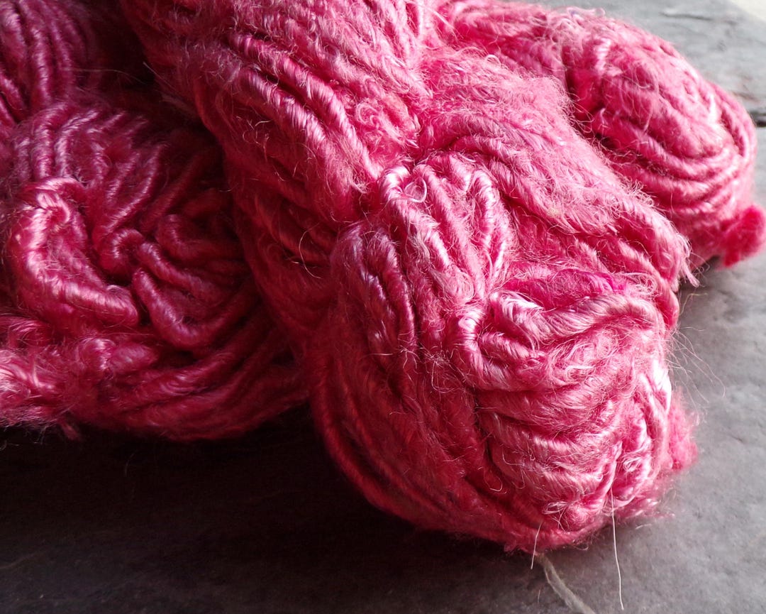 5 Yards of Pink Silk Sari Yarn, Hippie Yarn, Boho, Tribal, Fuzzy Yarn ...