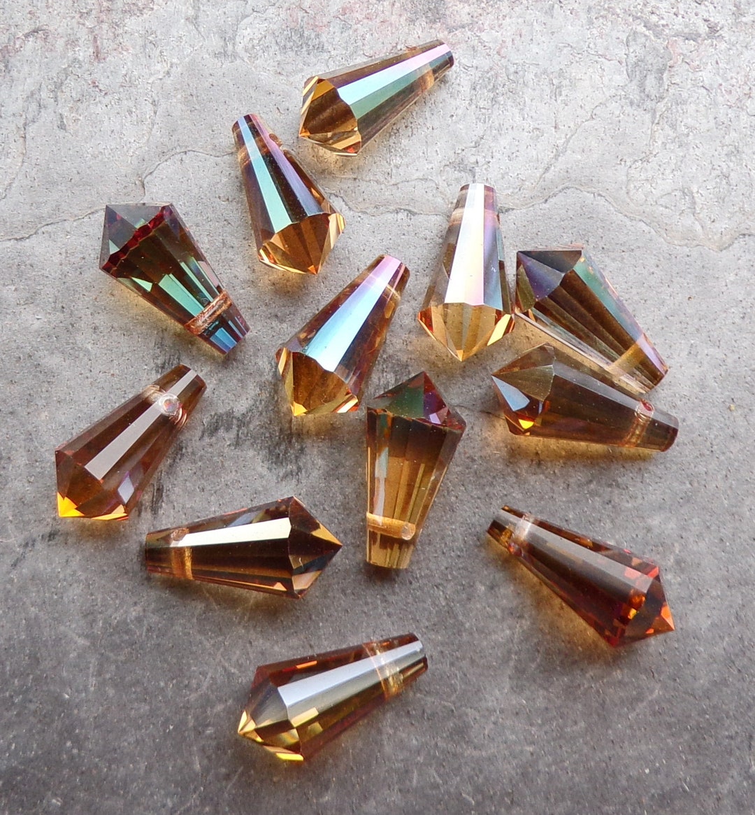 6 Preciosa Crystal Celsian Unique Shaped Briolette Beads, Celsian ...