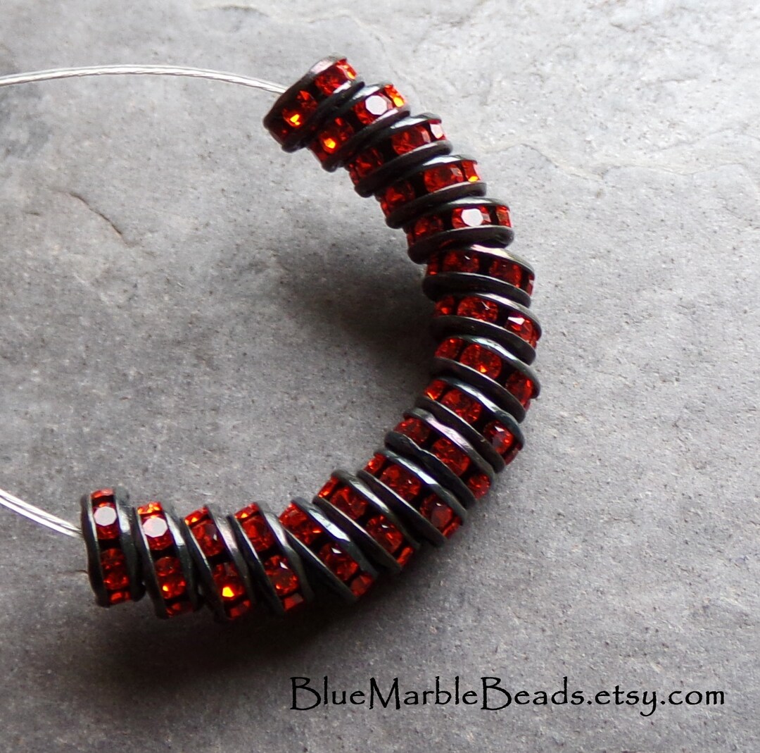 12 Black Matte & Hyacinth Crystal Rhinestone Rondelles, Preciosa Brand ...