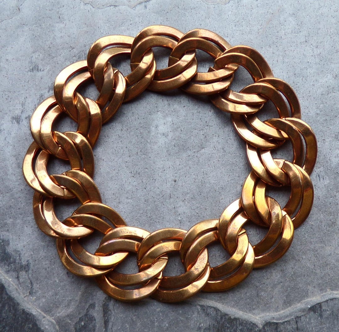 1 Vintage Brass Large Curved Open Link Brass Chain Section, Boho ...