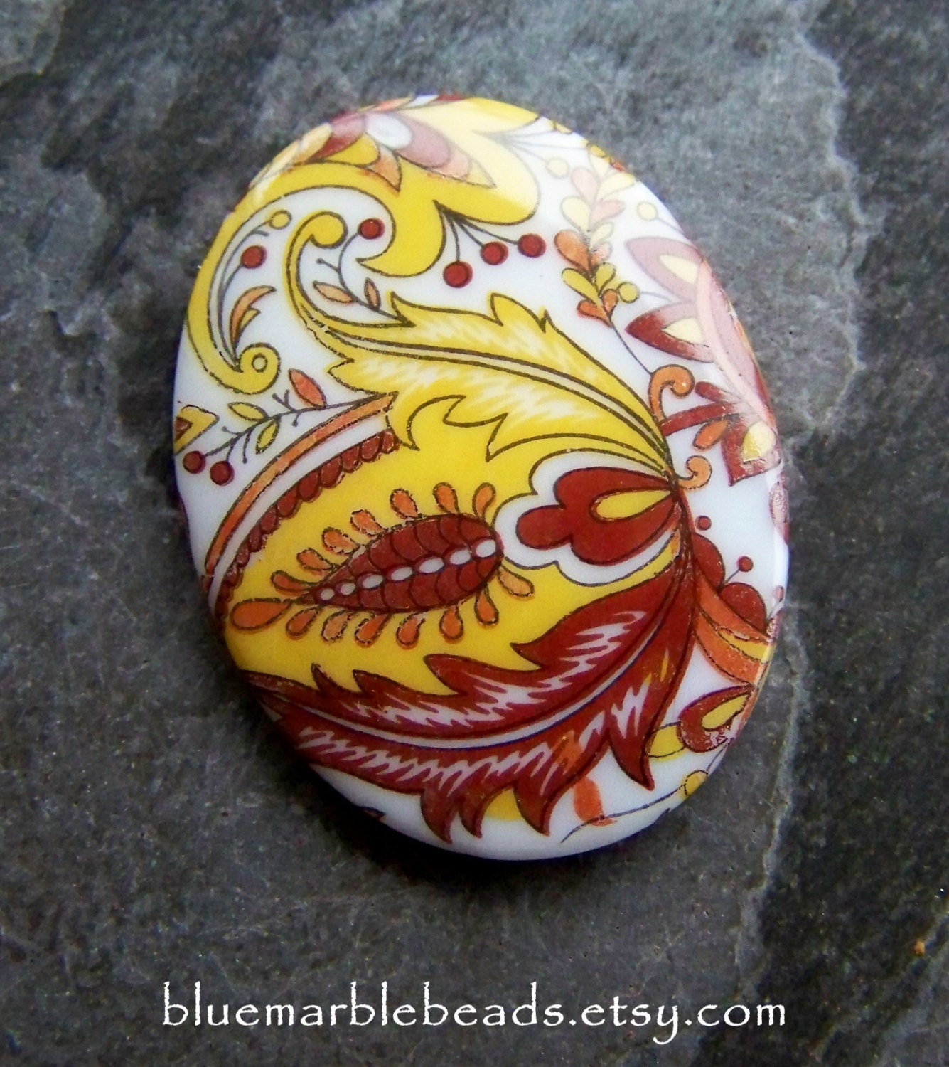Glass Cabochon-decal Cabochon-paisley Cabochon-vintage - Etsy