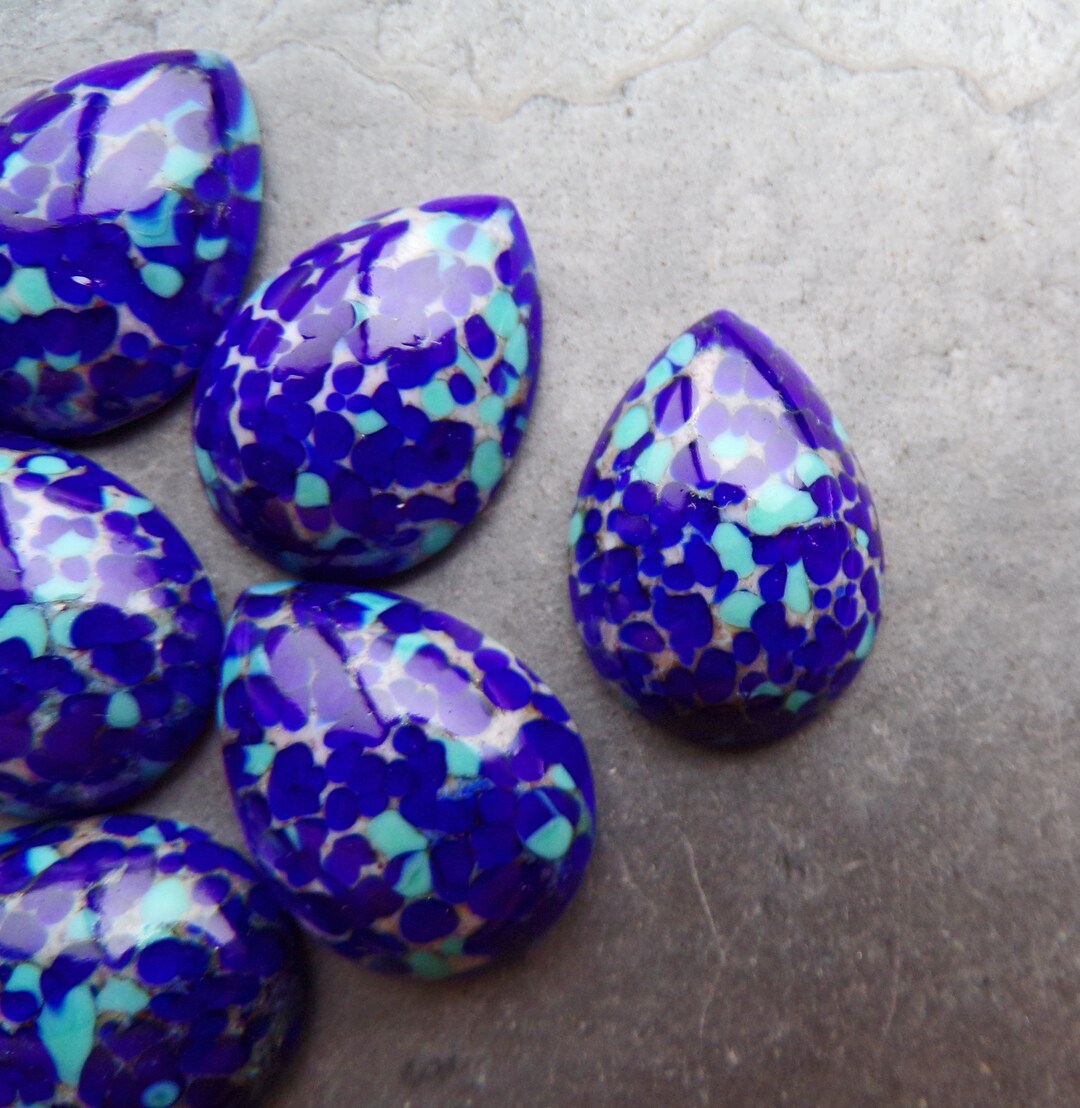 1 Vintage Preciosa Pear Shaped Glass Cabochon, Teardrop, Dark Blue ...