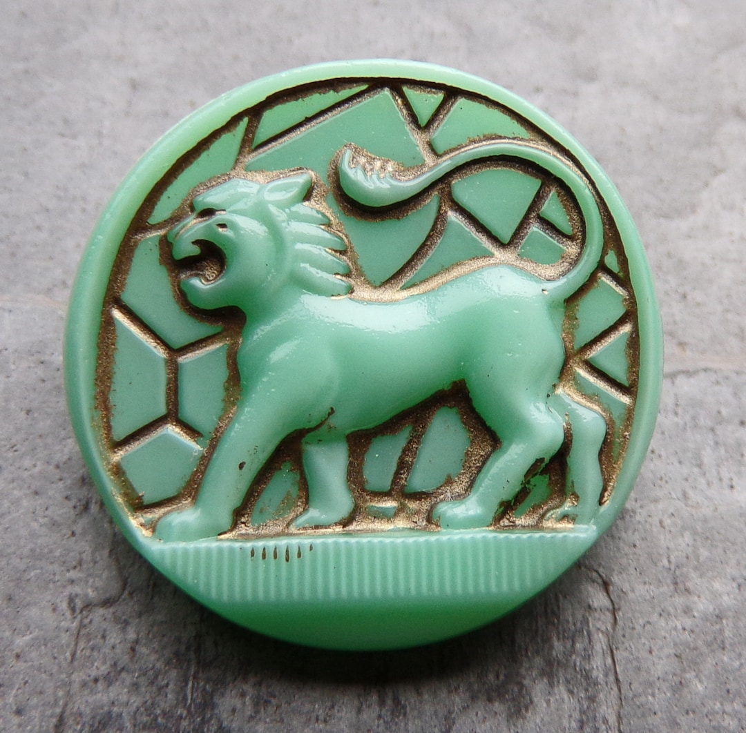 1 Vintage Hand Painted Vaseline Uranium Flower Button, Floral Button ...