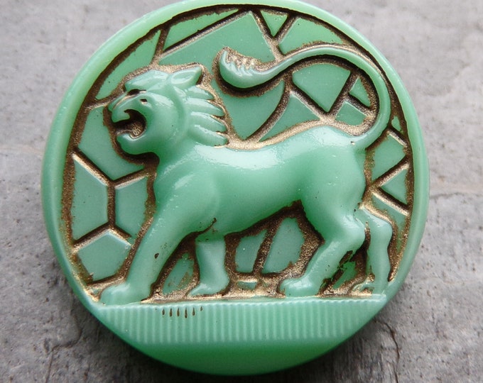 1 Vintage Hand Painted Vaseline Uranium Flower Button, Floral Button ...