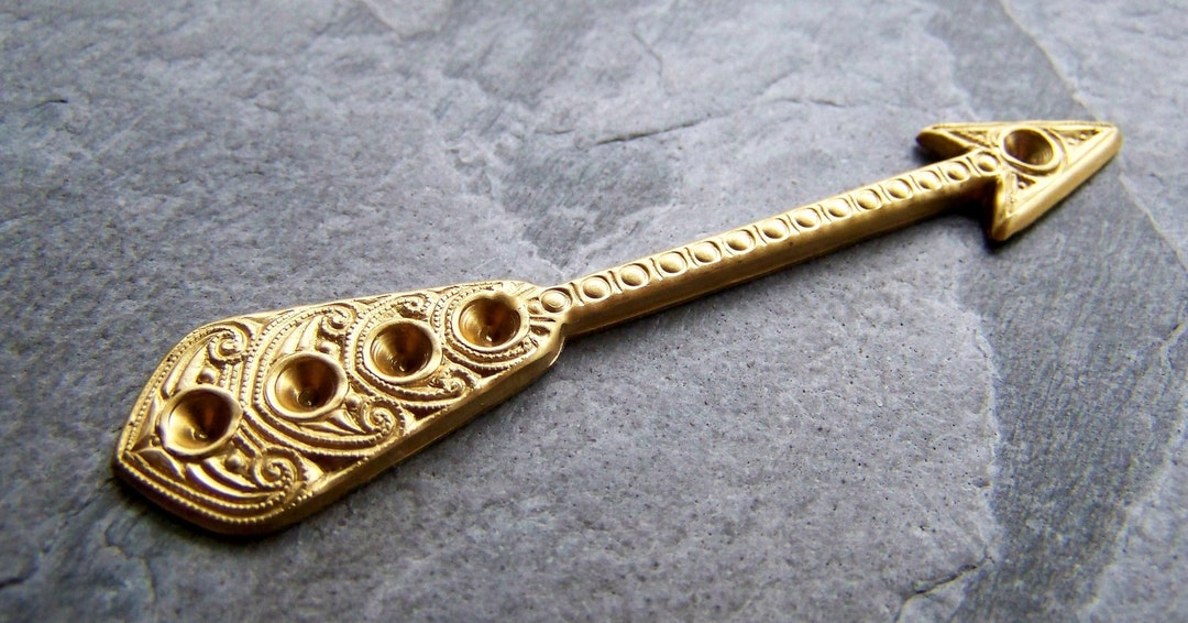 1 Vintage Solid Brass Ornate Arrow Stamping With Rhinestone Settings ...