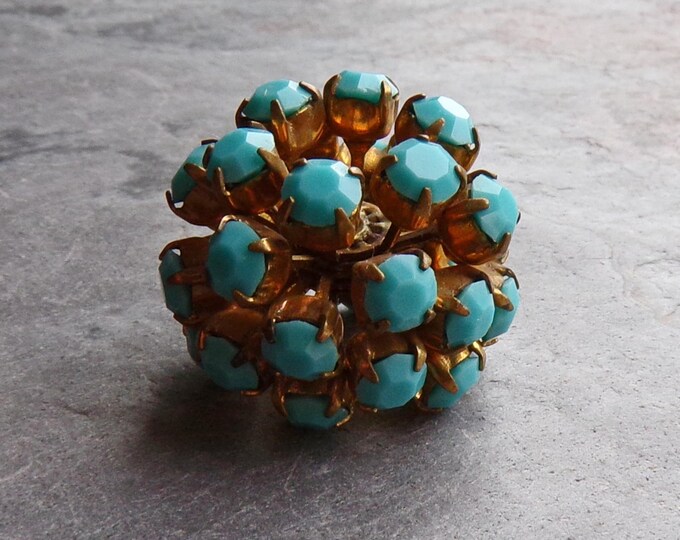 Vintage Swarovski Crystal Turquoise Riveted Bead Ball Bead Cap, Rare ...