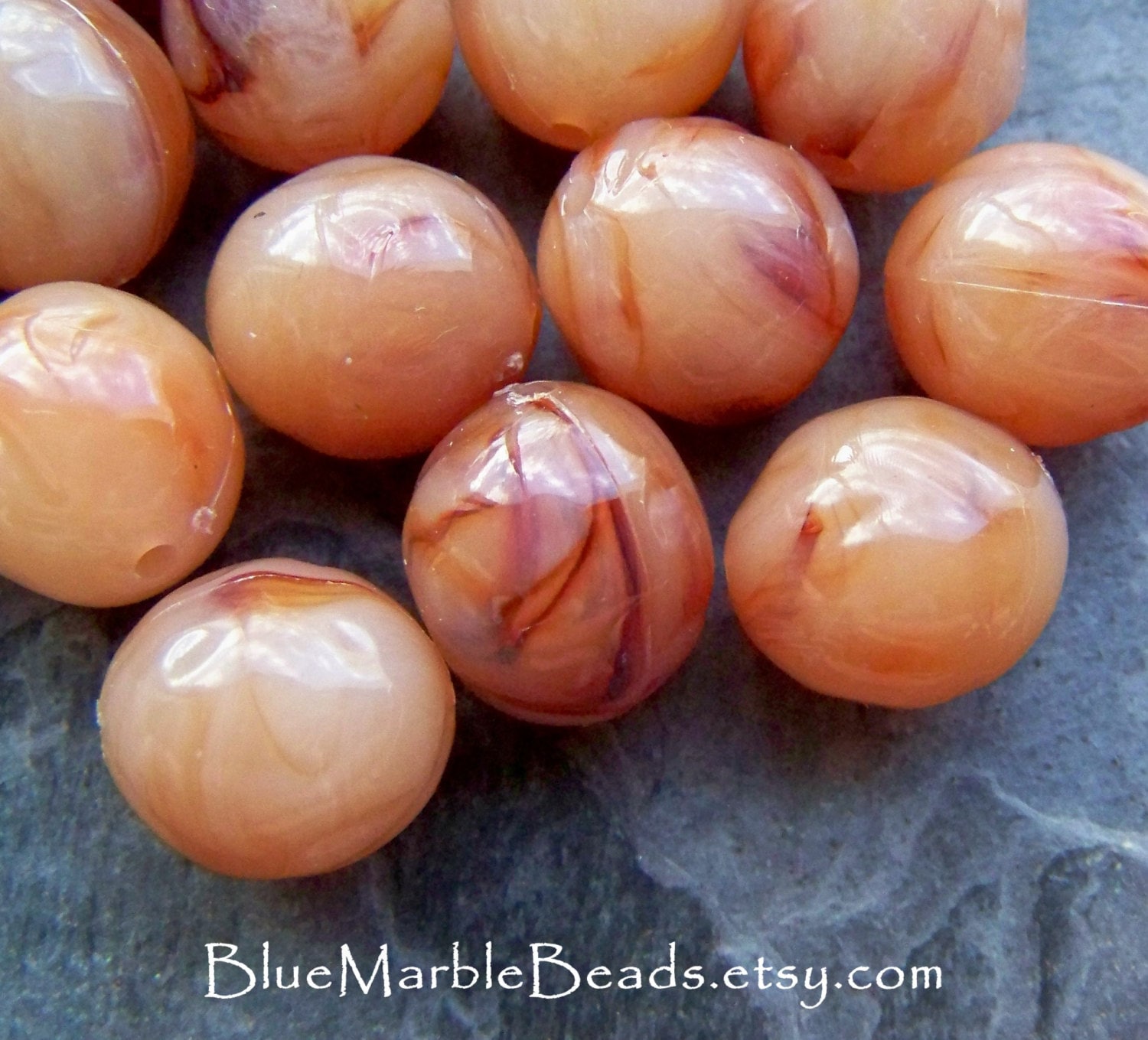 20 Vintage Peach Marble Bumpy Oval Lucite Beads Vintage | Etsy
