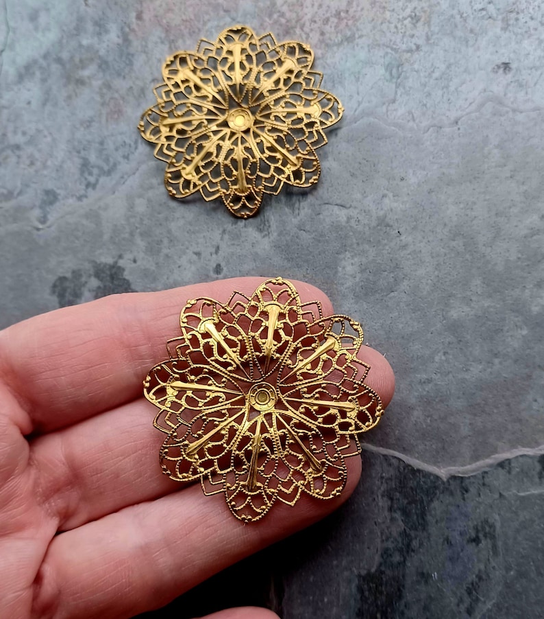 Vintage Brass Filigree Flower Stamping, 45mm, Guyot Brothers USA - Etsy