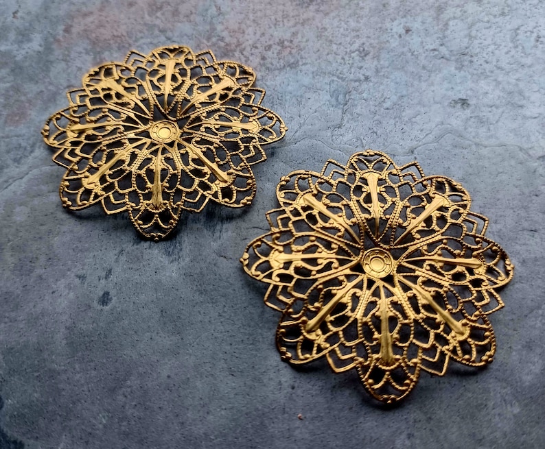 Vintage Brass Filigree Flower Stamping, 45mm, Guyot Brothers USA - Etsy