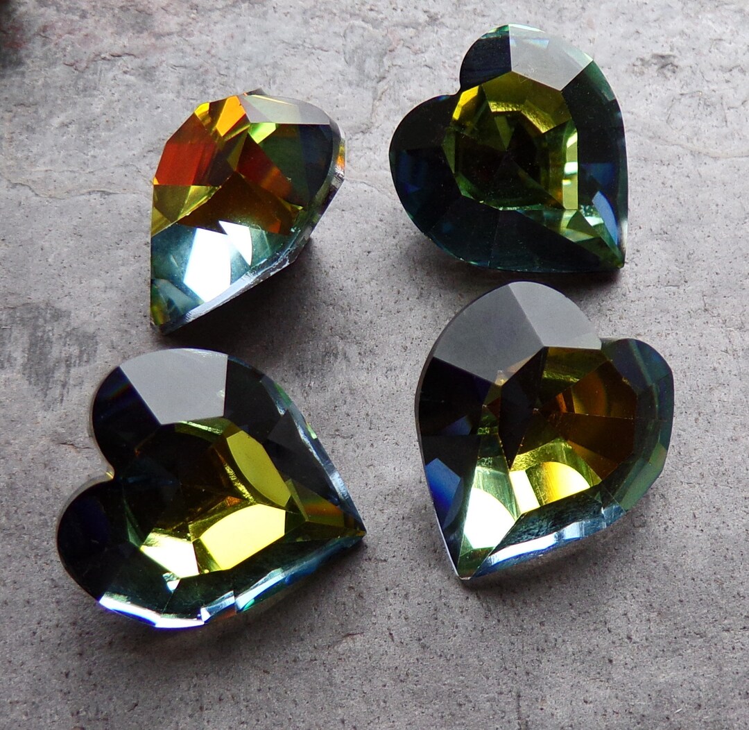 1 Vintage Rare Swarovski Crystal Heart Rhinestone, Vitrail Medium, 18mm ...