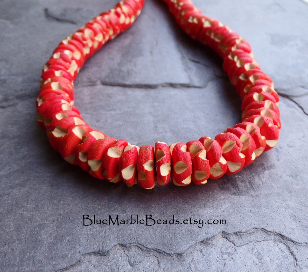 1 Full Strand Hand Carved Wooden Beads, Philippines, Handmade Beads ...